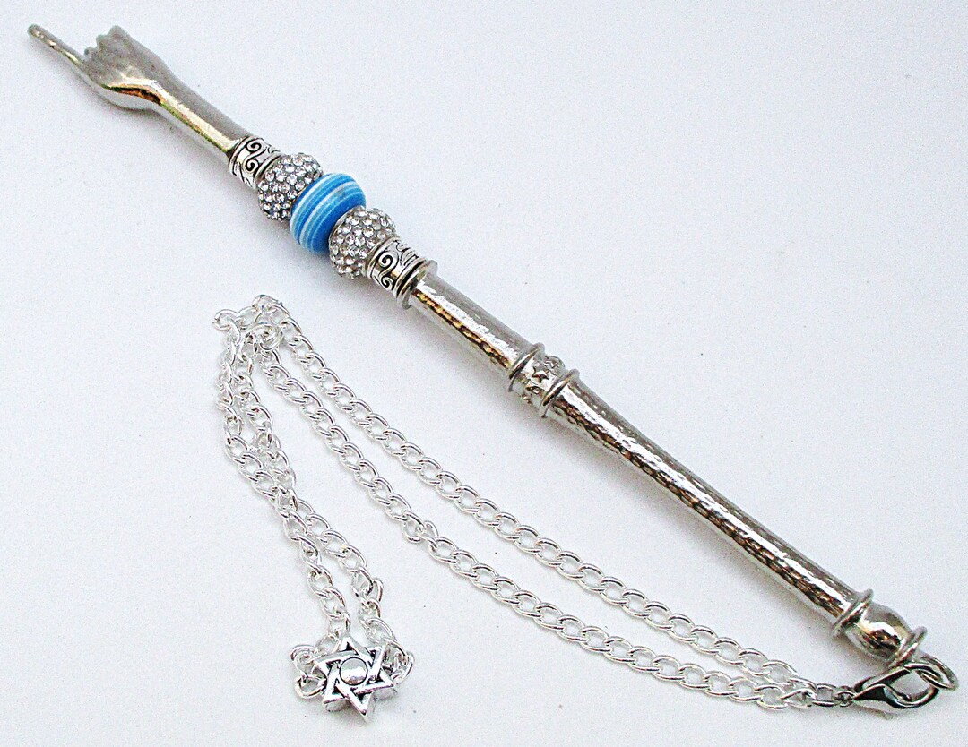 Torah Pointer Yad With Blue Striped Bead for Left-handed or Right ...