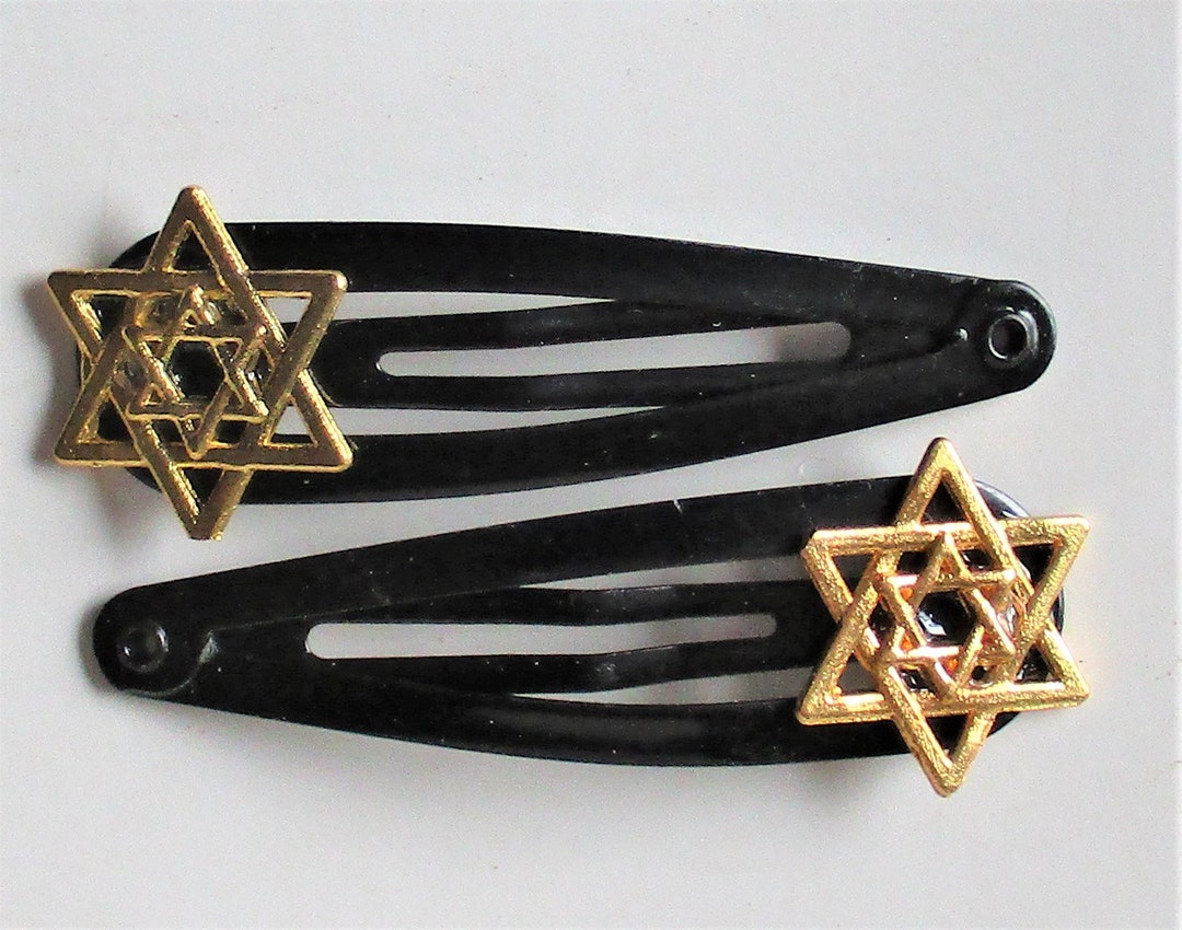 Set of 2 Kippah Clips Gold Star on Black Clips - Etsy