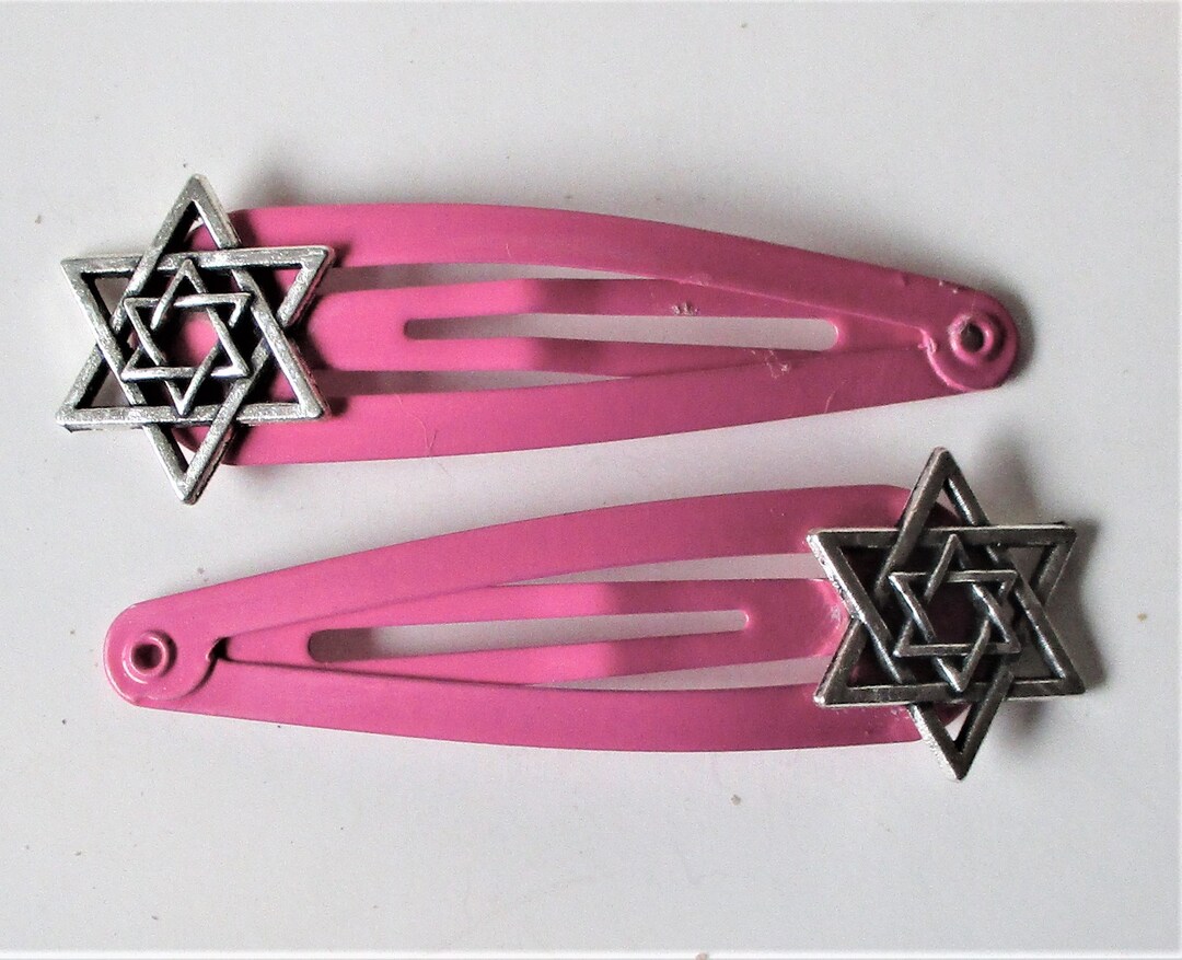 Set of 2 Kippah Clips Silver Star on Hot Pink Clips - Etsy UK
