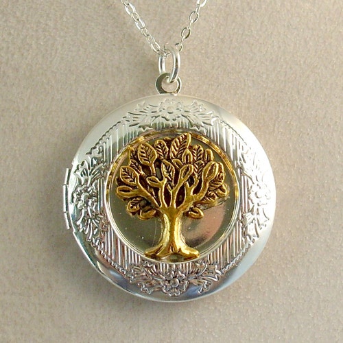 Locket Necklace Tree of Life Locket Silver Photo Locket - Etsy UK