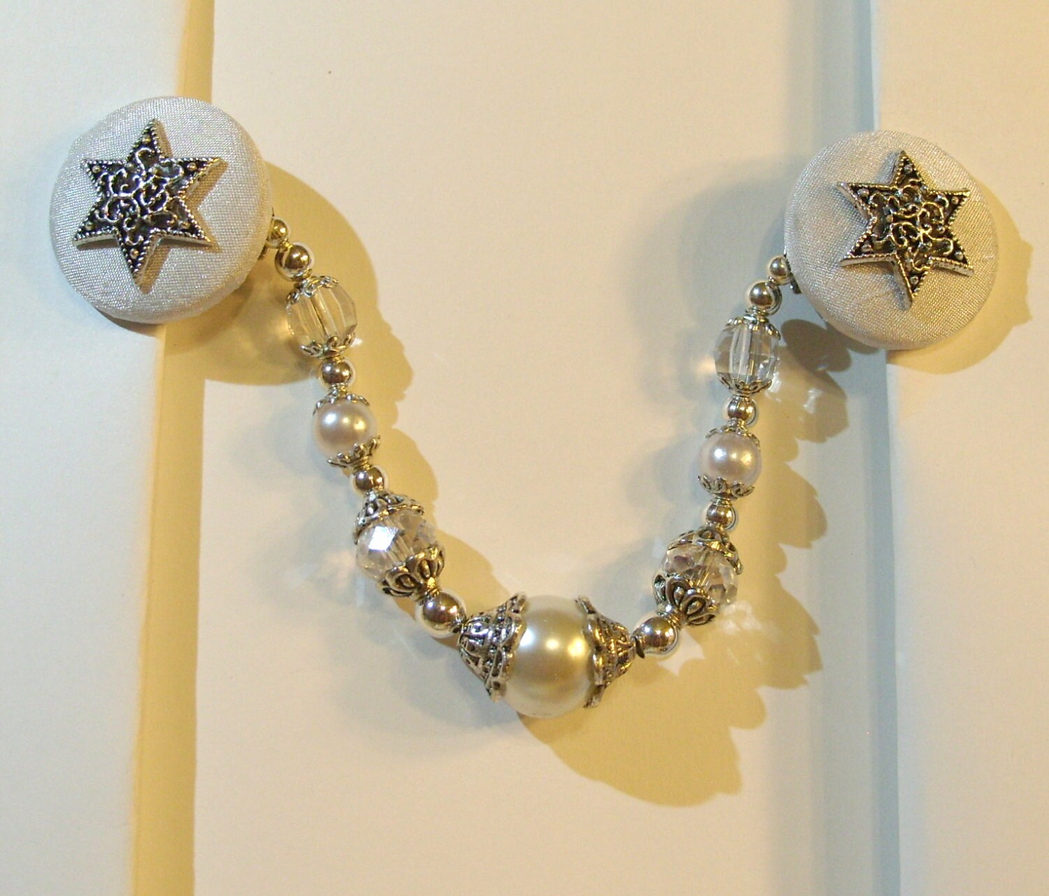 Tallit Clips in White and Silver A Desert Kippot Design | Etsy