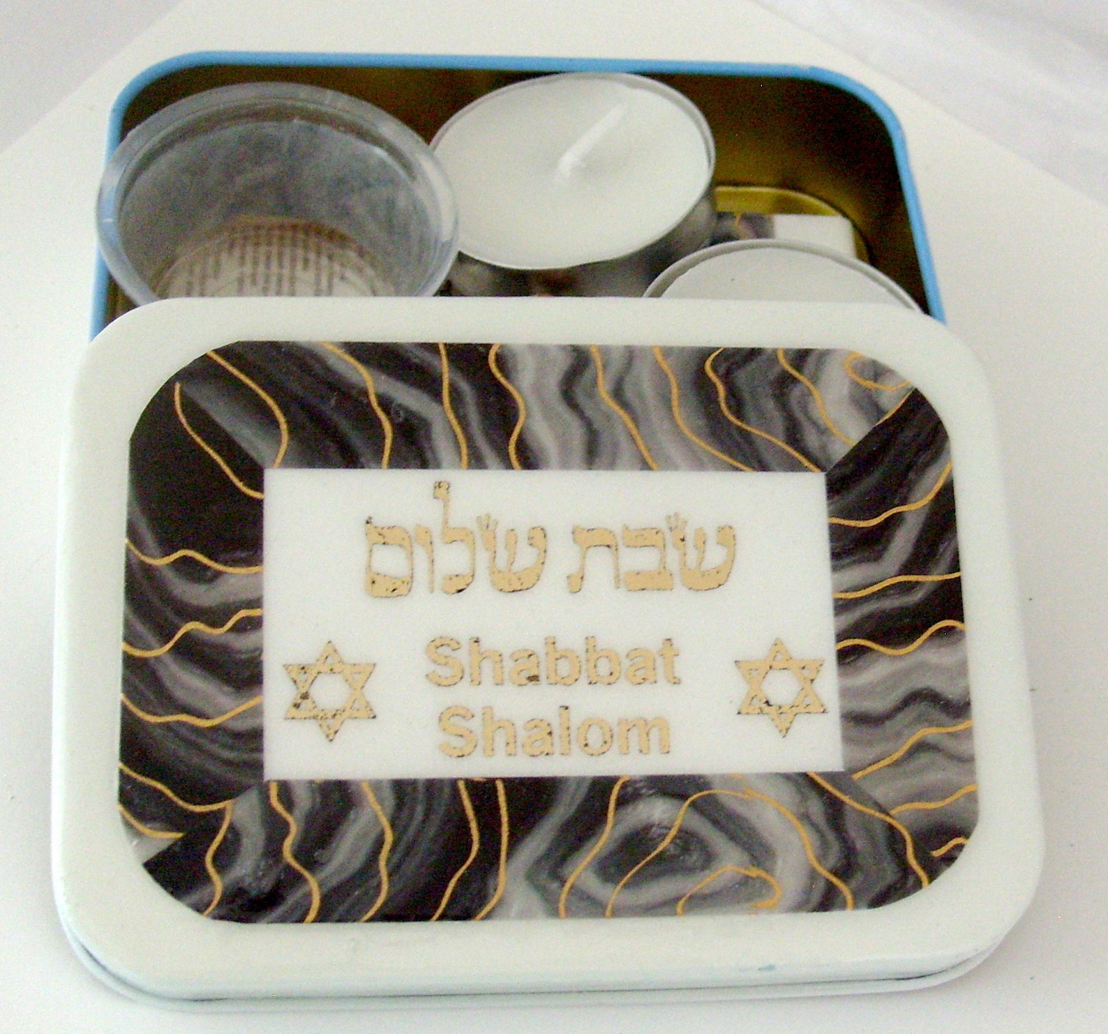 Shabbat Travel Kit Black Marbled With Gold Threads - Etsy