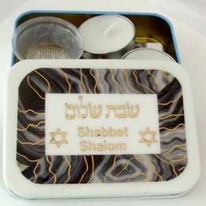 Shabbat Travel Kit - Black Marbled With Gold Threads - Etsy