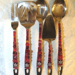 Beaded Serving Utensils Pomegranate - Etsy