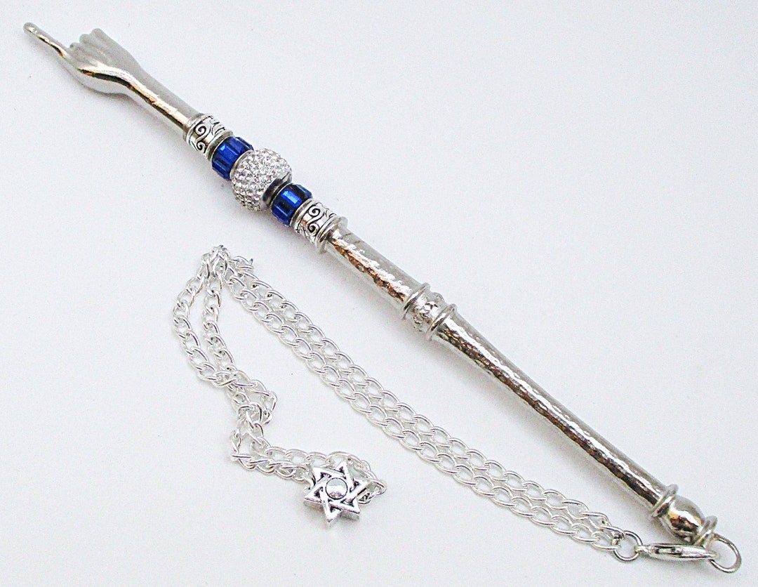 Torah Pointer Yad With Sapphire Blue Crystals for Left-handed or Right ...