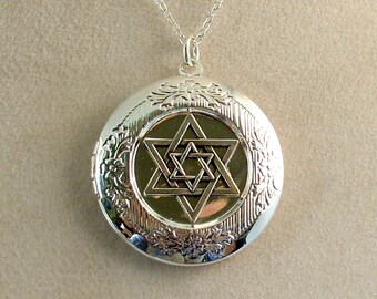 Silver Star of David 1 Picture Locket - Etsy