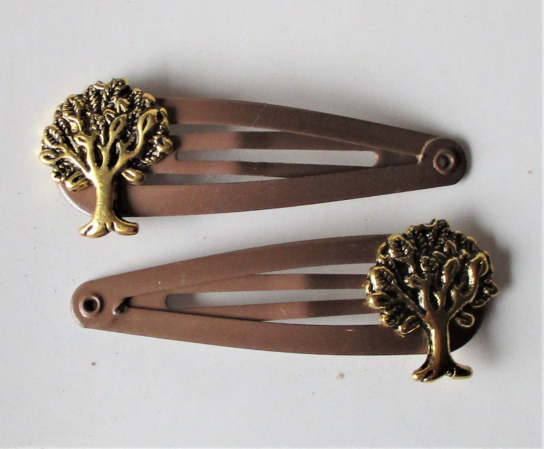 Set of 2 Kippah Clips Gold Tree on Brown Clips - Etsy.de