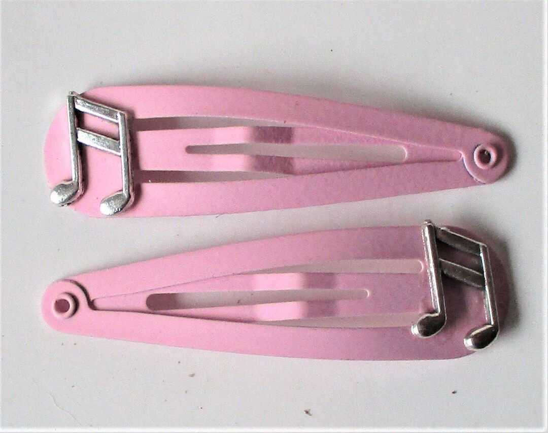 Set of 2 Kippah Clips Musical Notes on Pink Clips - Etsy