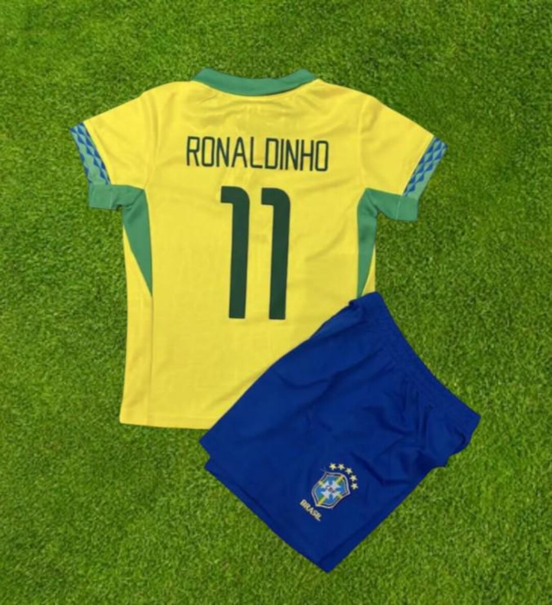 Kids' Retro Brazil Ronaldinho Football Kit – Yellow & Green, #11 - Etsy