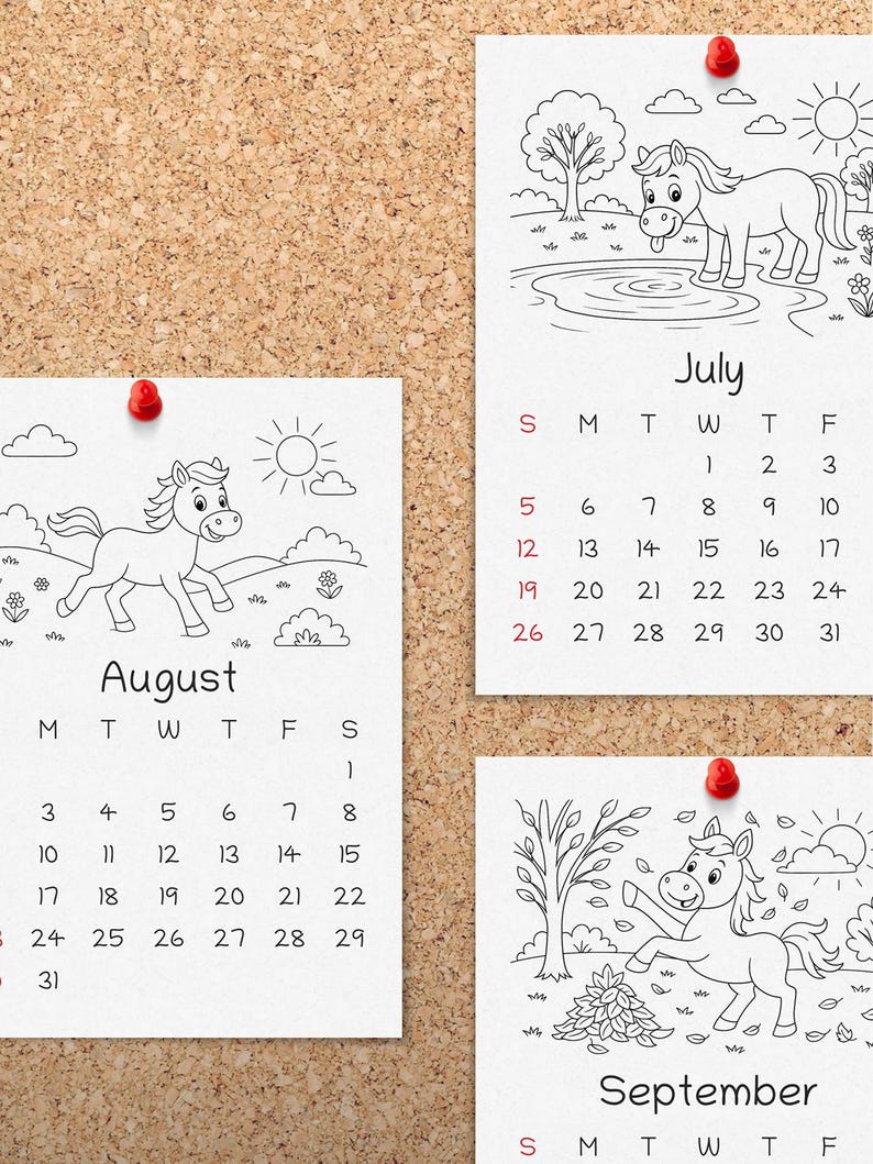 2026 Coloring Calendar for Kids, Monthly Printable (PDF) - Etsy
