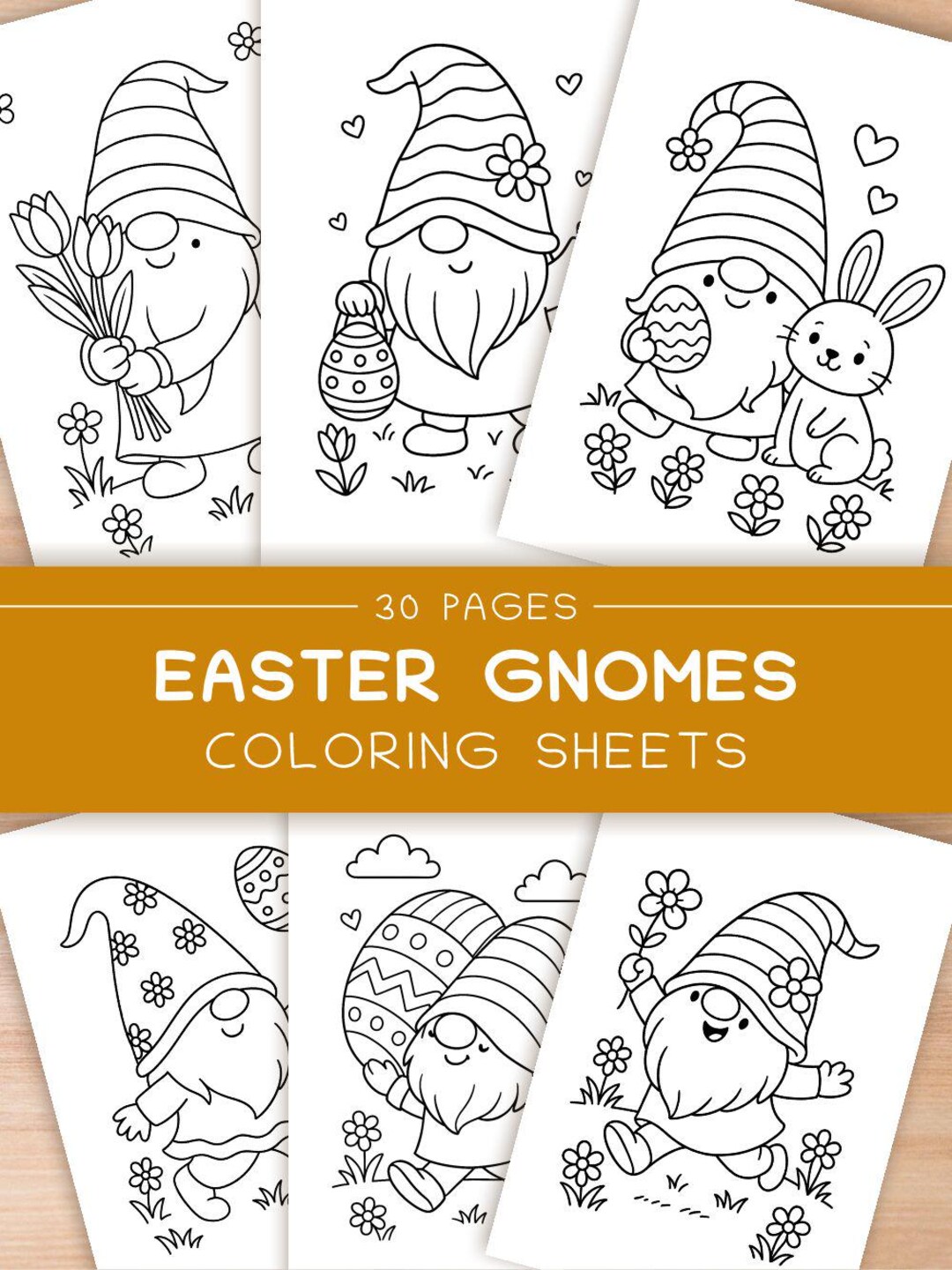 Easter Gnome Coloring Pages for Kids Printable PDF, 30 Page Set - Etsy