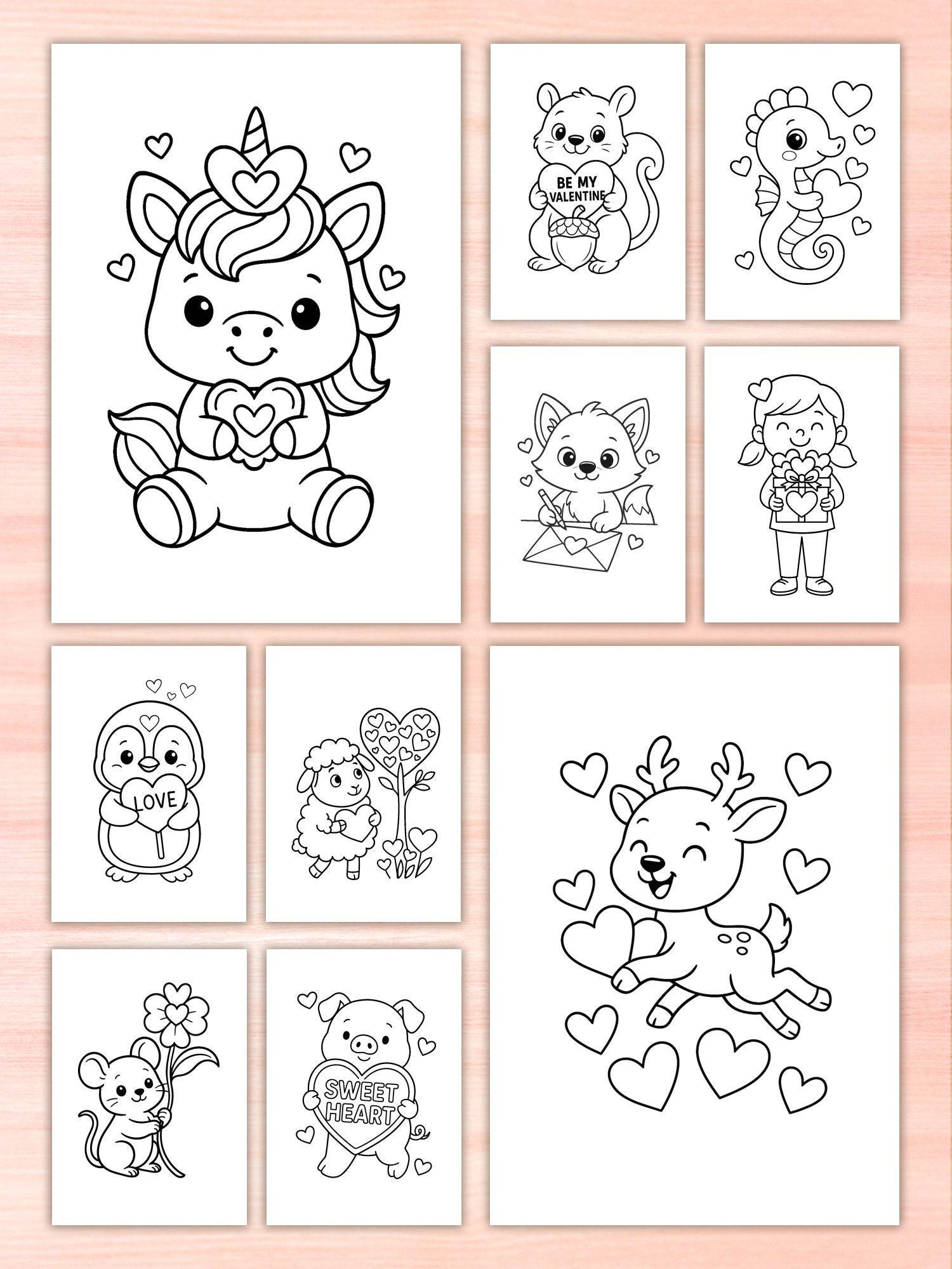 Valentine Coloring Pages for Kids Printable Valentine’s Day Classroom ...