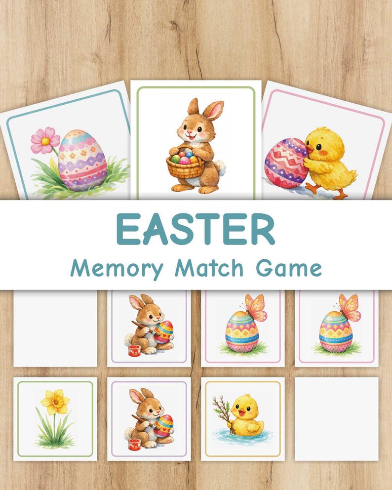 Printable Easter Memory Matching Game for Kids, Spring Activity Cards ...