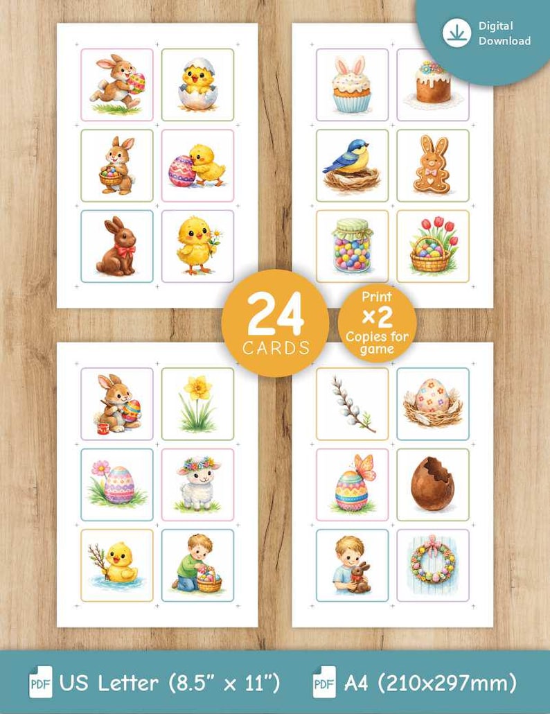 Printable Easter Memory Matching Game for Kids, Spring Activity Cards ...