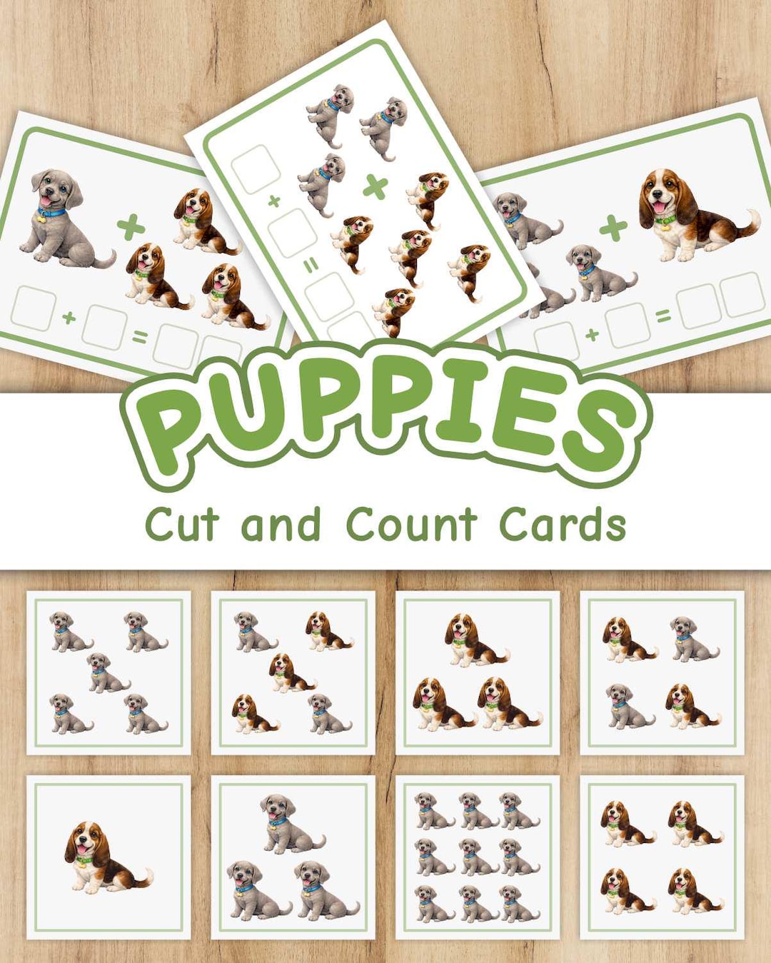 Math Cards, Number Recognition for Kids, Printable Puppy and Dog ...