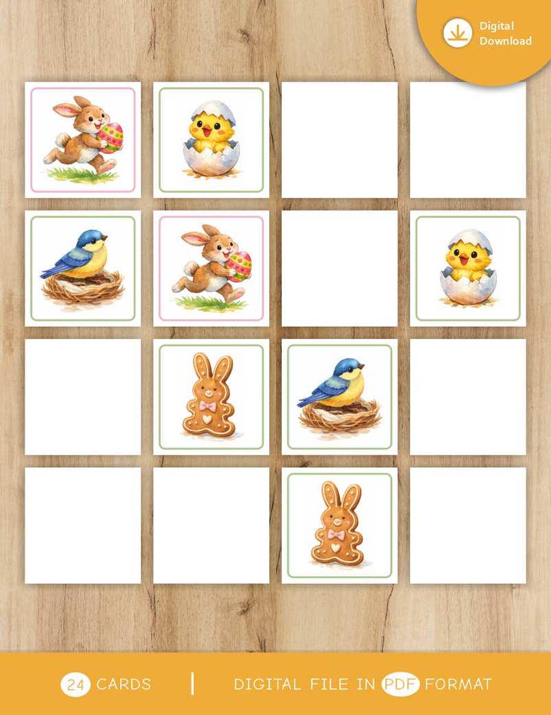 Printable Easter Memory Matching Game for Kids, Spring Activity Cards ...