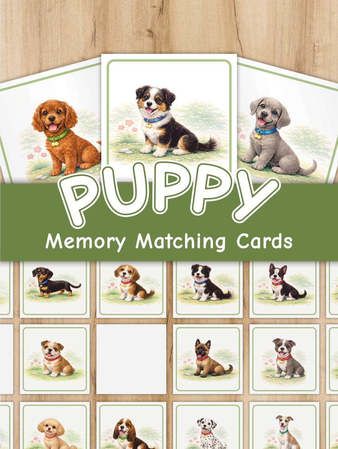 Puppy Memory Matching Game Printable for Kids, Dog Memory Cards PDF - Etsy