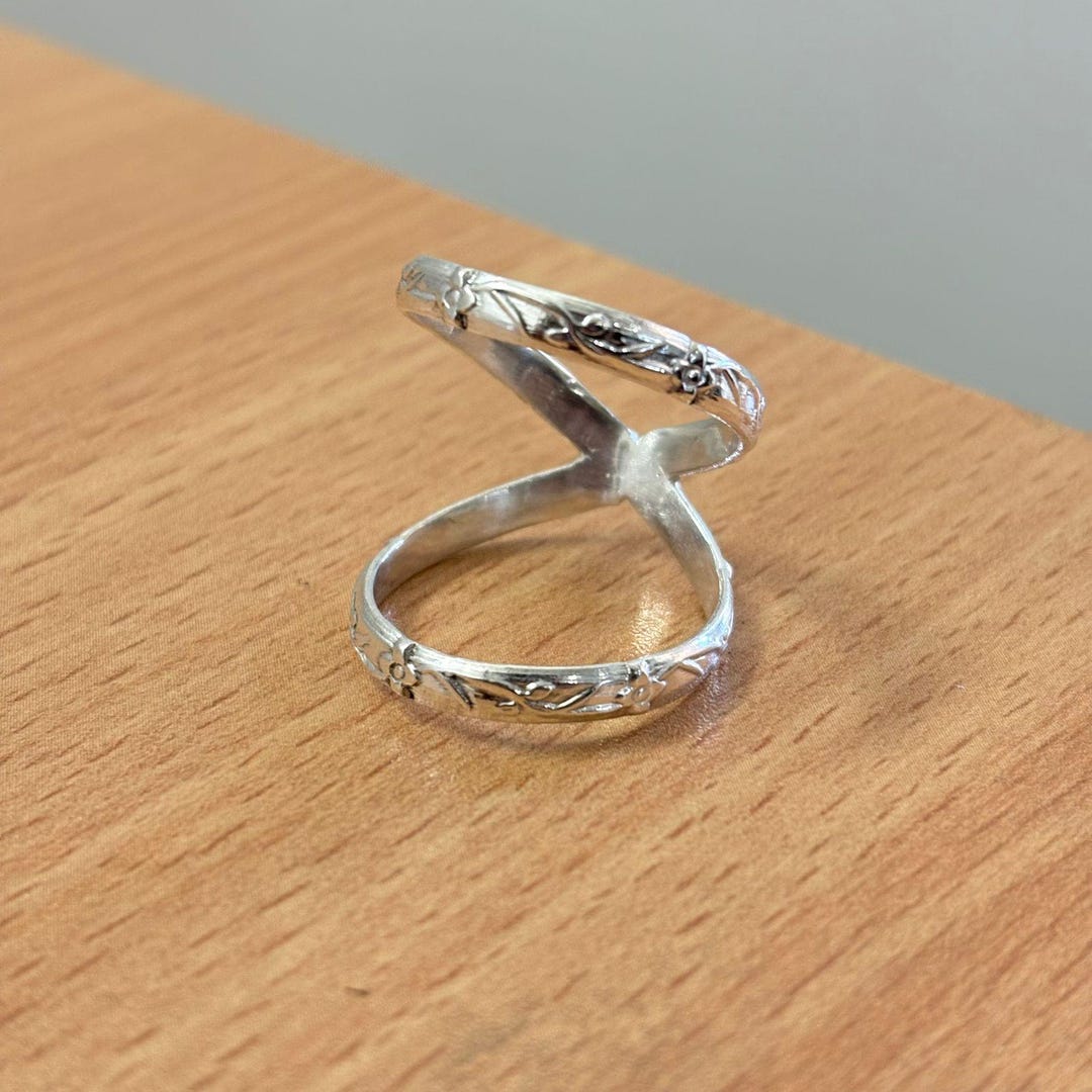 Flower Warp Ring/ Minimalist Ring/ Handmade Open Band Ring/ Stackable ...