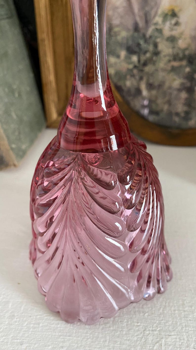 Vintage Fenton Pink Glass Bell Pressed Art Glass Decorative Display ...
