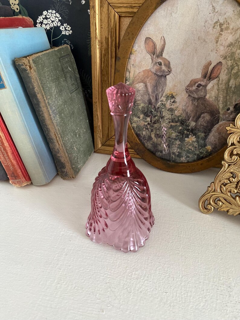 Vintage Fenton Pink Glass Bell Pressed Art Glass Decorative Display ...