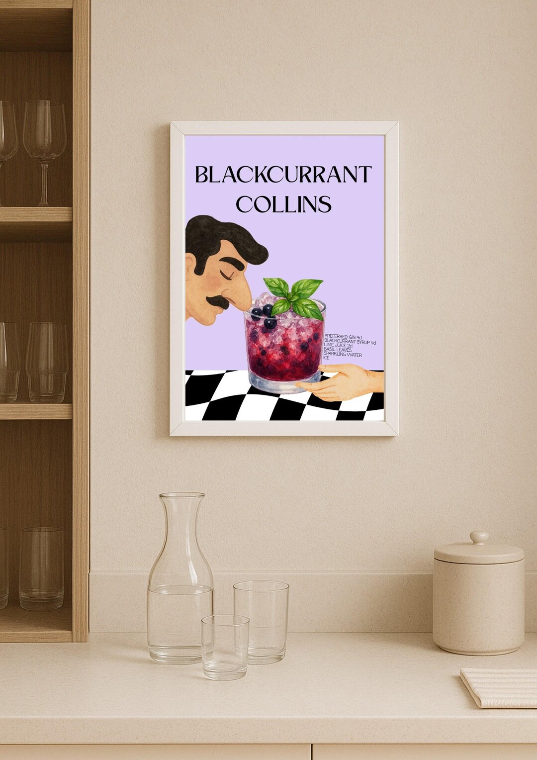Blackcurrant Collins Cocktail Poster, Colorful Wall Art, Printable Bar ...