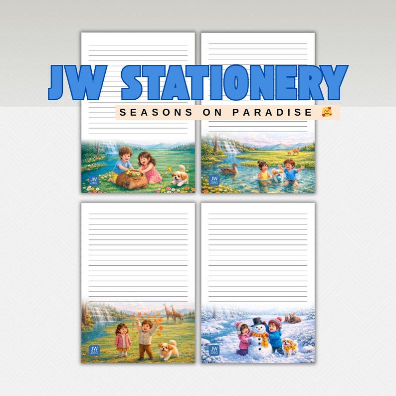 JW Stationery - JW Letter Witnessing Stationery With Paradise Artwork ...
