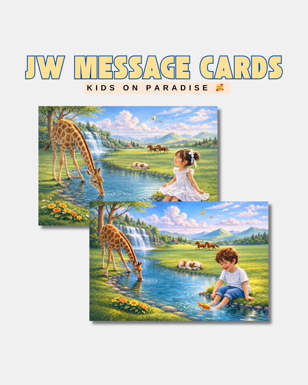JW Cards With Kids on Paradise - Jw Thank You Cards - Jw Greeting Cards ...