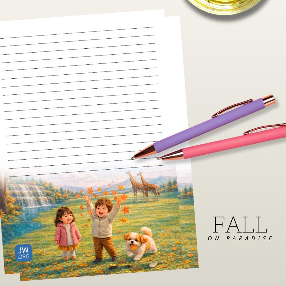 JW Stationery - JW Letter Witnessing Stationery With Paradise Artwork ...