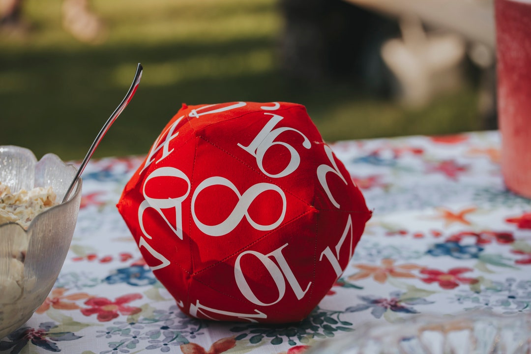 D20 Pillow/ Plush 20 Sided Dice/ Red Dice Pillow/ Tabletop Roll Playing ...