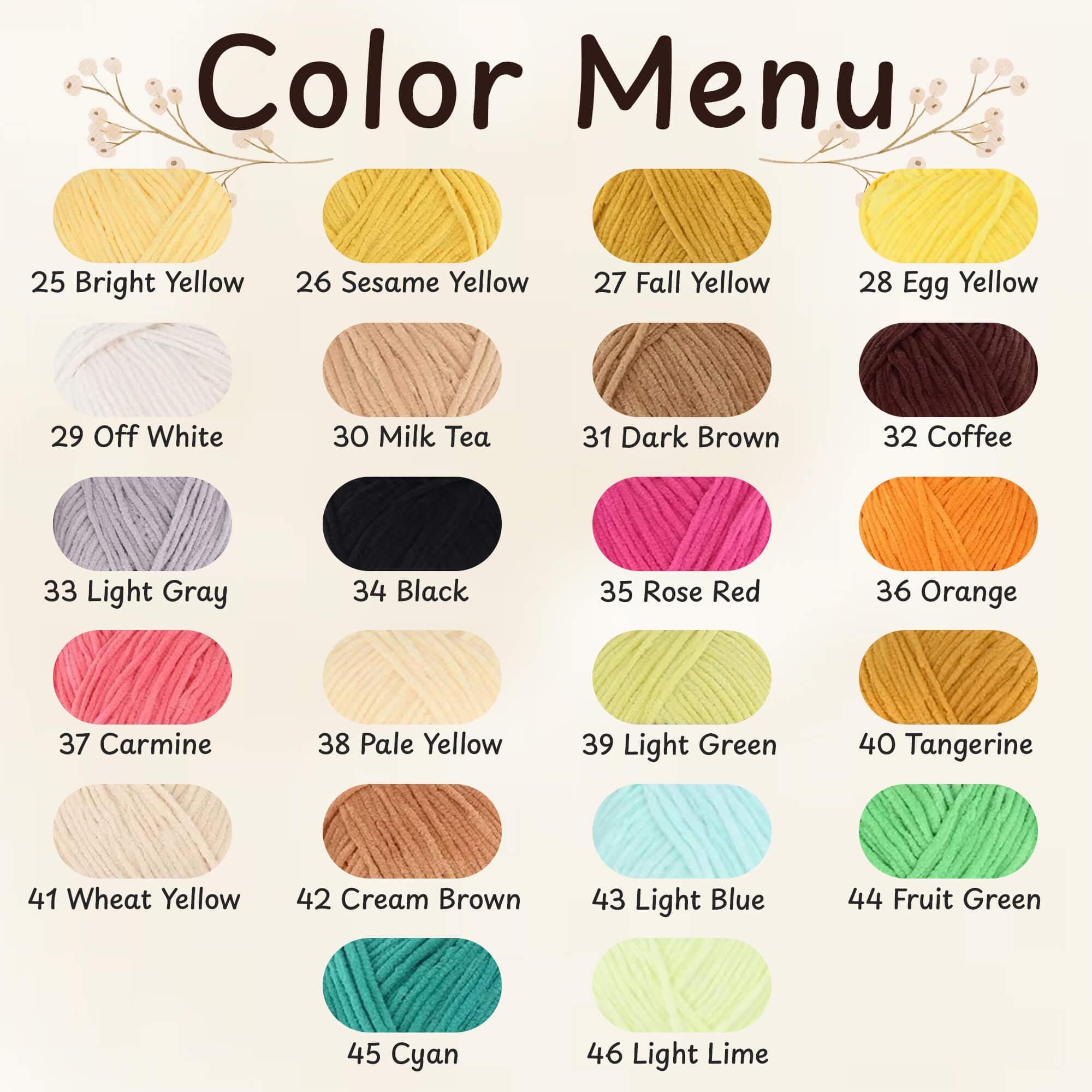 46 Colors Chenille Yarn - Yarn for Crochet, Knitting, DIY Plush and ...