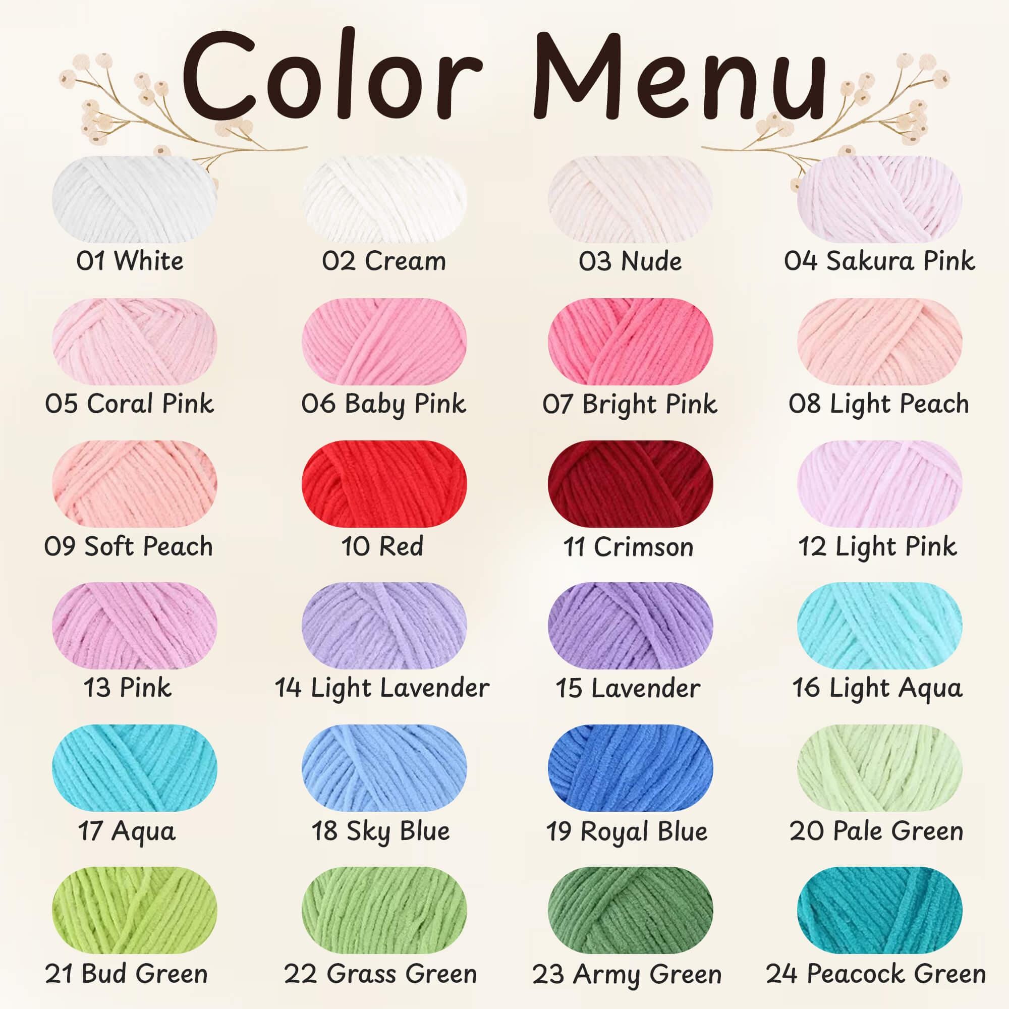 46 Colors Chenille Yarn - Yarn for Crochet, Knitting, DIY Plush and ...