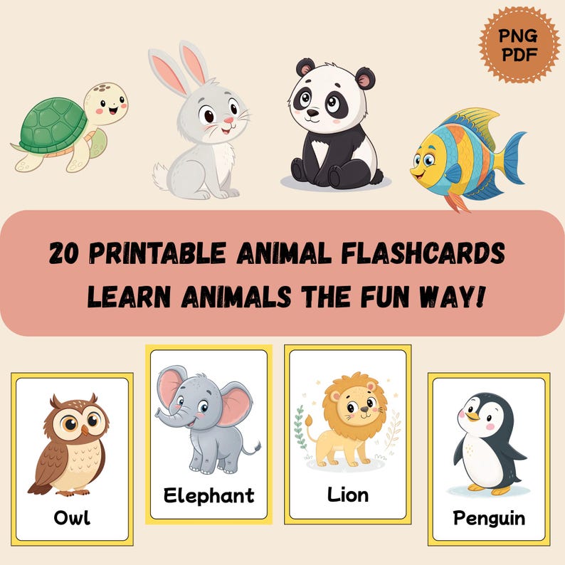 Montessori Printable Animal Flashcards for Toddlers | 20 Kids Learning ...