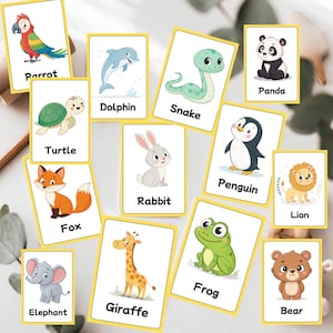 Montessori Printable Animal Flashcards for Toddlers | 20 Kids Learning Cards PDF | Preschool ...