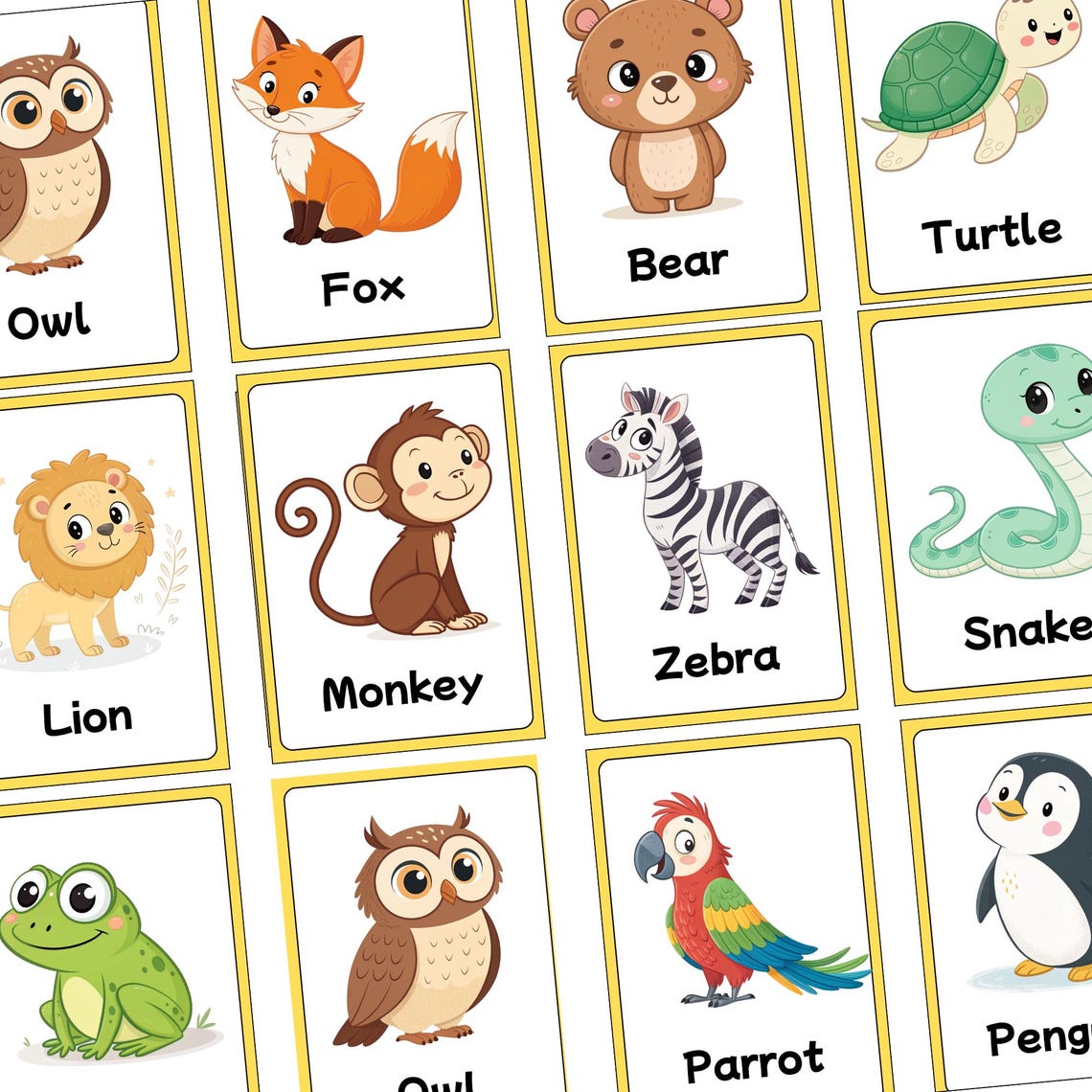 Montessori Printable Animal Flashcards for Toddlers | 20 Kids Learning ...