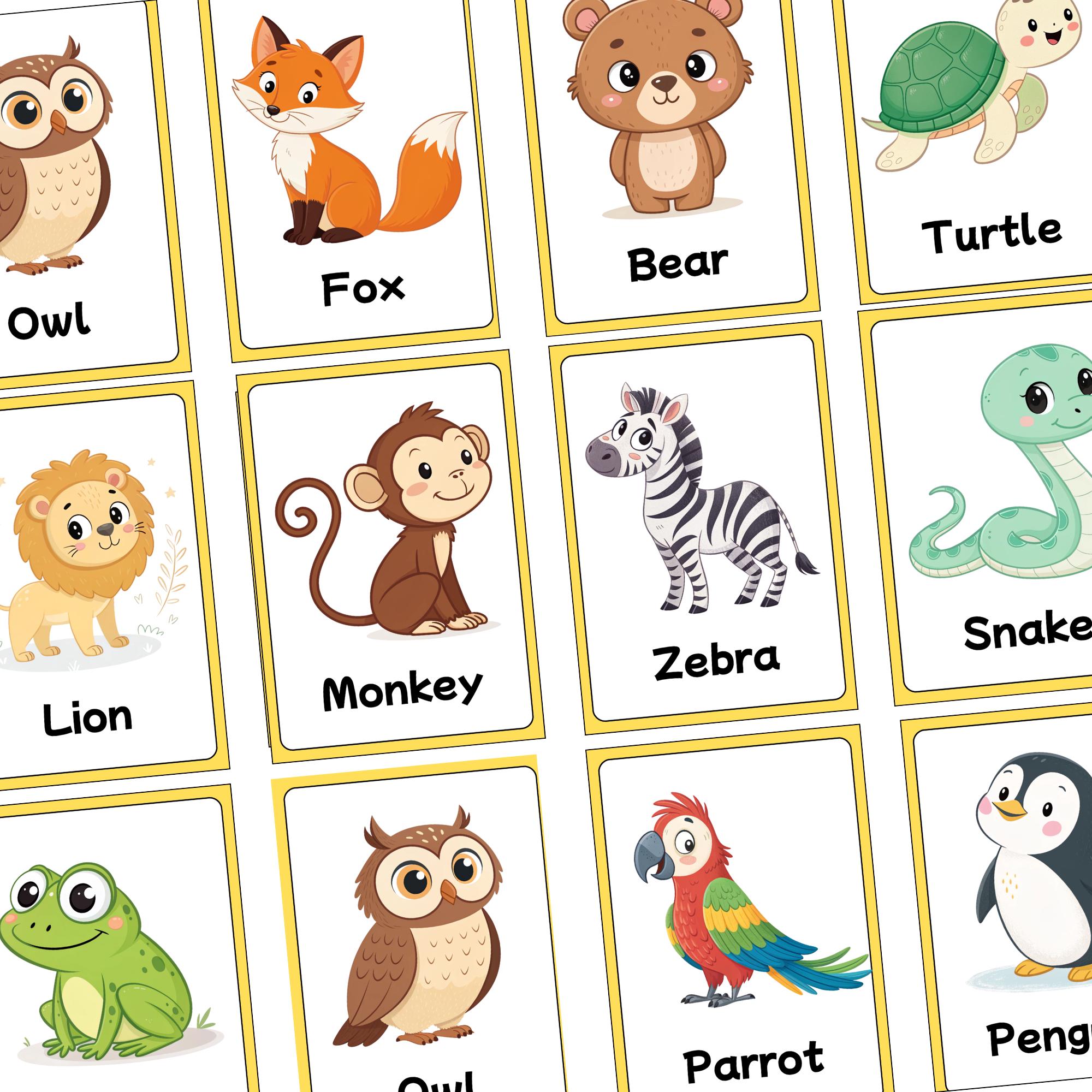 Montessori Printable Animal Flashcards for Toddlers | 20 Kids Learning ...