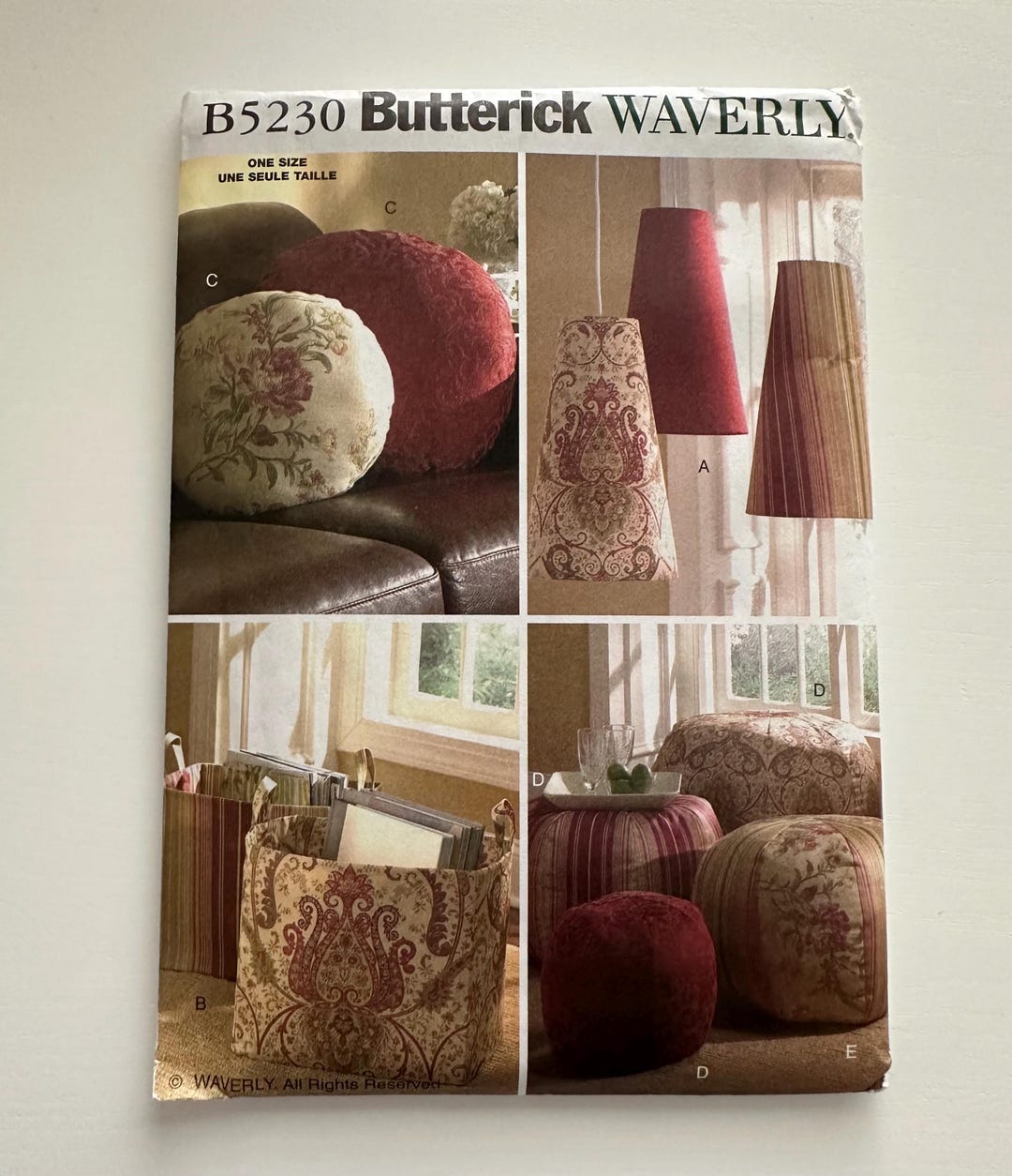 Butterick Waverly Sewing Pattern 5230, Home Decor, Room Accessories ...