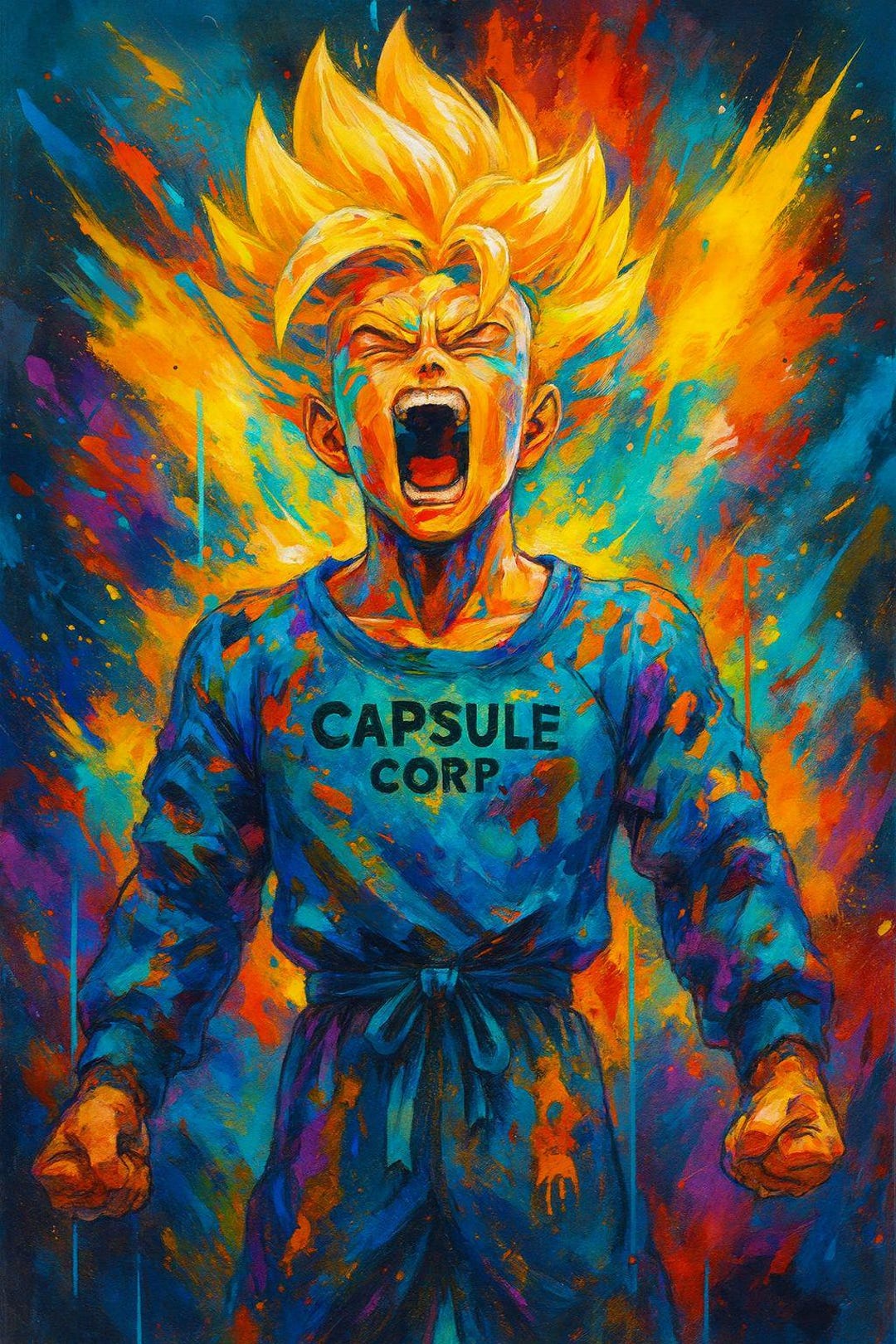 Color Overdrive – Anime Art Print | Trunks Inspired Super Saiyan Poster ...