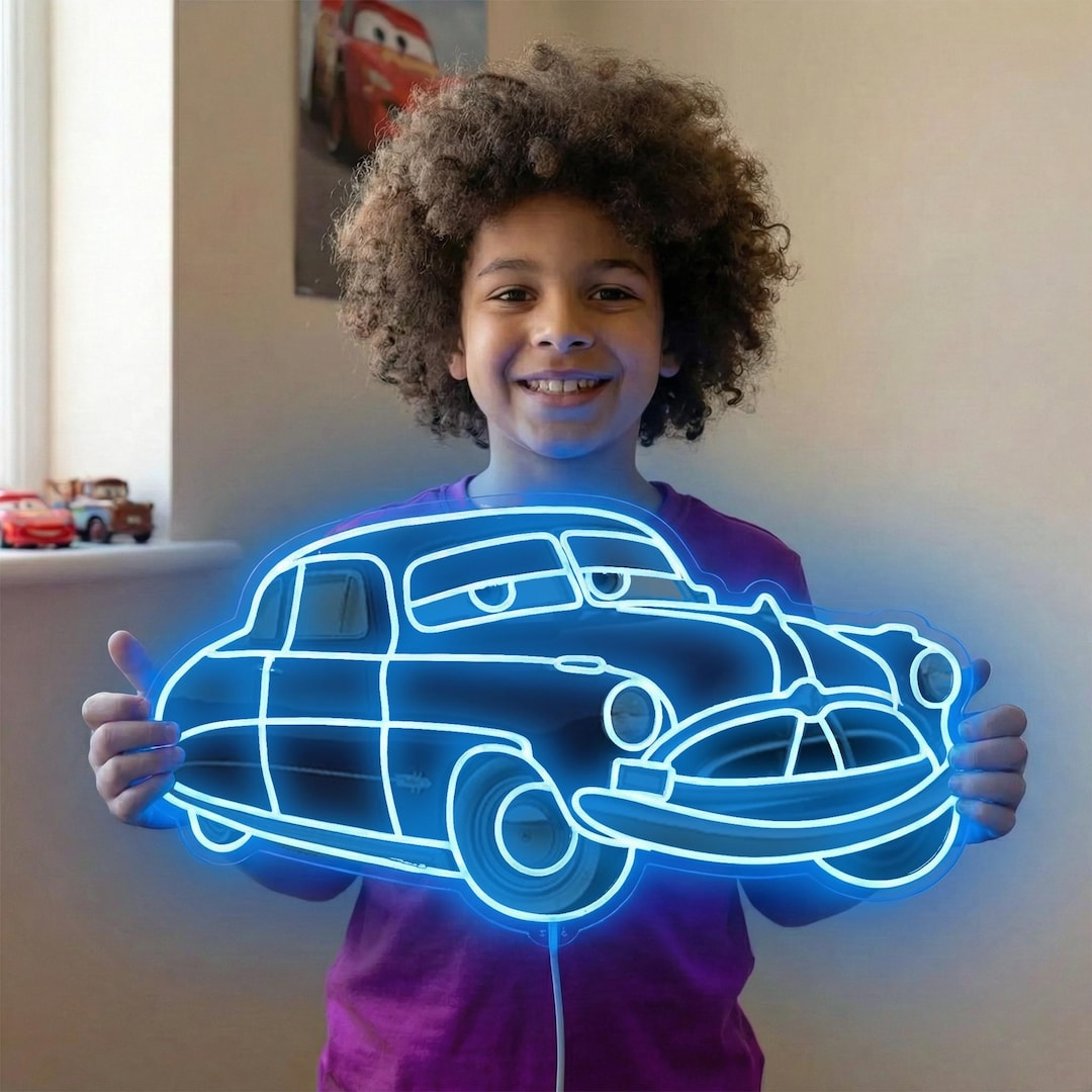 Doc Hudson Lightning Mcqueen LED Neon Sign Game Room Man Multi Color ...