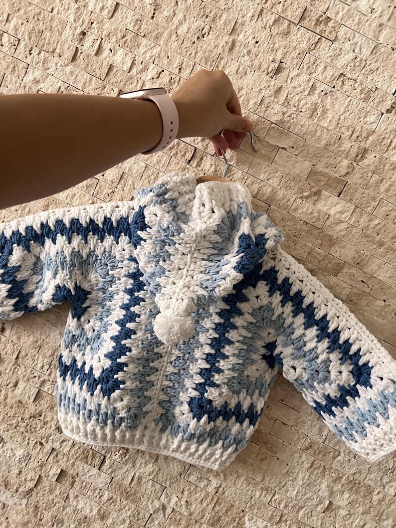 Hooded Crochet Baby Cardigan, Handmade Toddler Sweater, Boho Baby ...