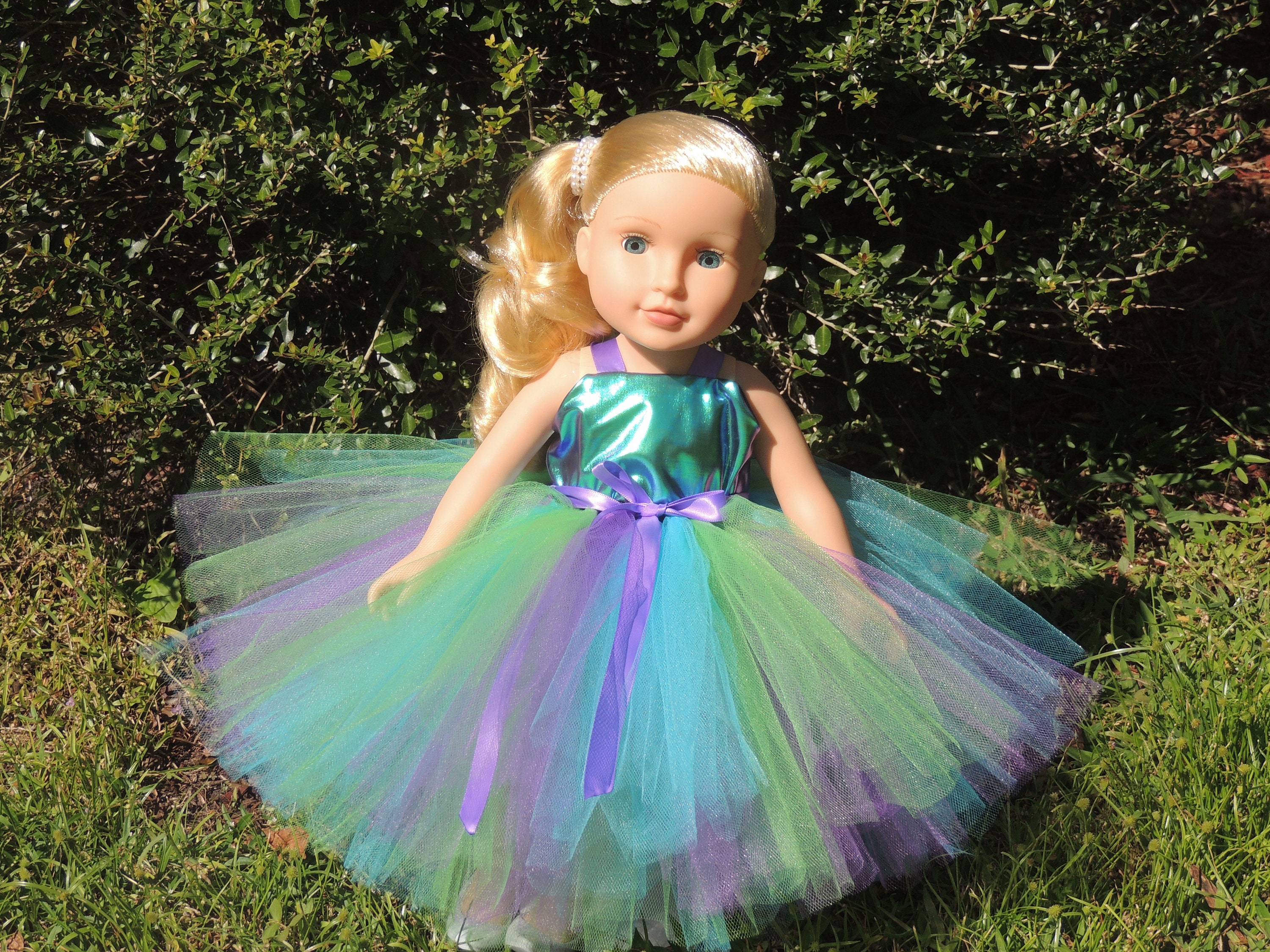 The Hair Bow Factory Turquoise Green and Purple 18 Inch Doll | Etsy