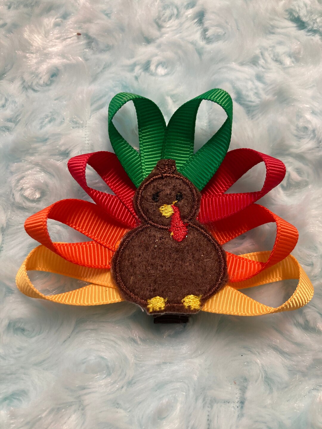 The Hair Bow Factory TURKEY Hair Bow Ribbon Sculpture Thanksgiving ...