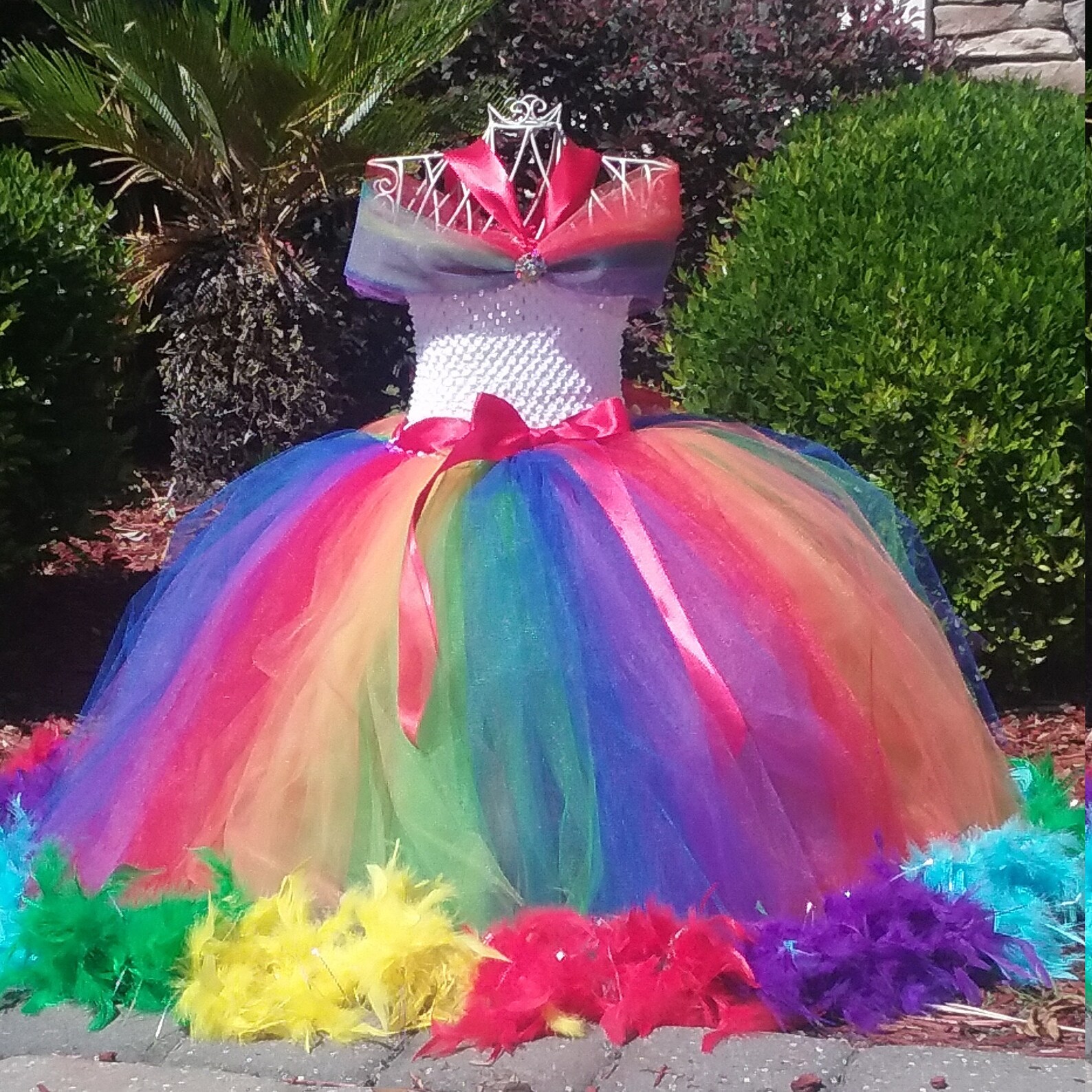 The Hair Bow Factory Rainbow Feather Tutu Dress Size 12-24 - Etsy