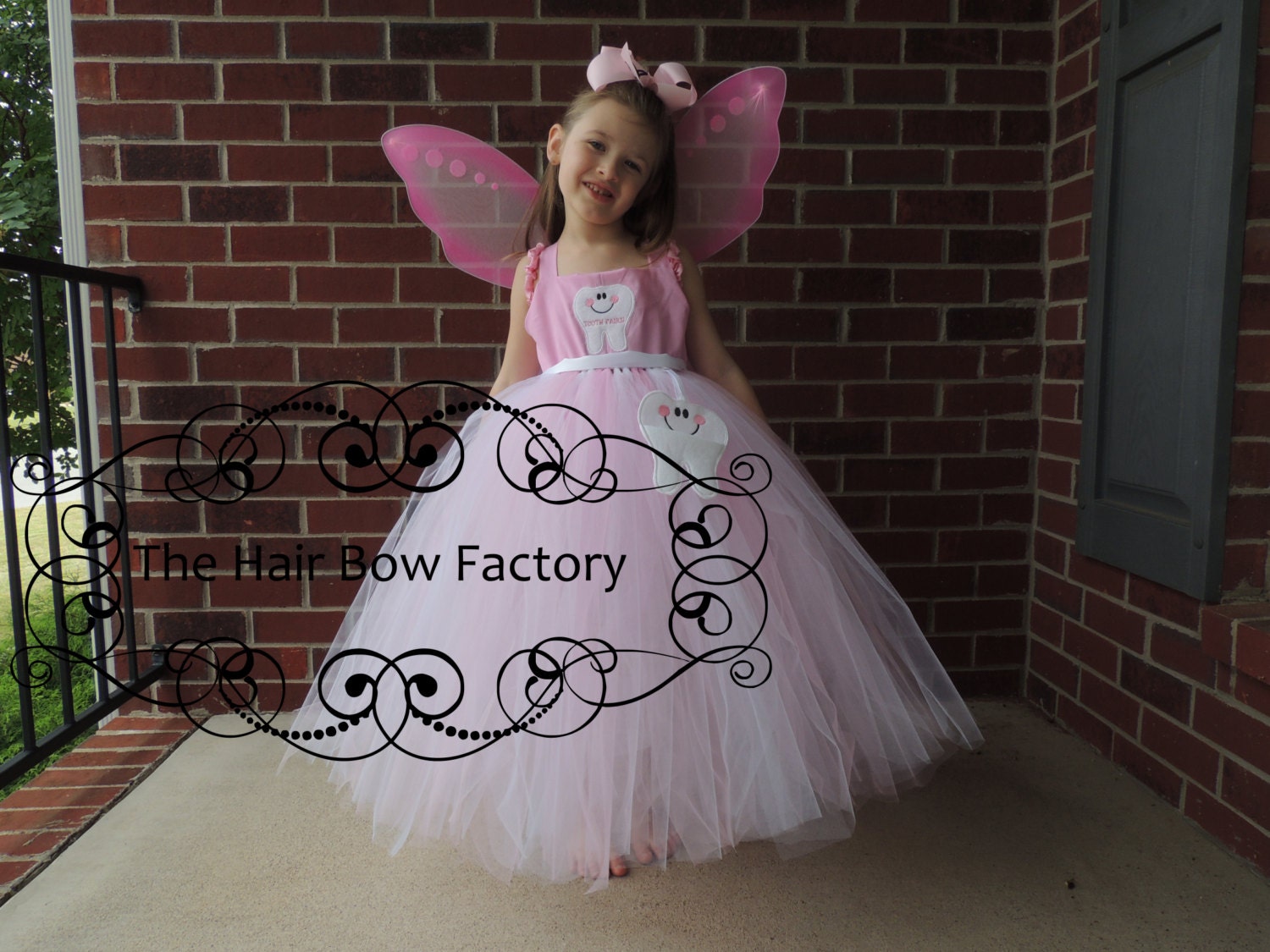 The Hair Bow Factory Tooth Fairy Inspired Pink and White Tutu Dress and ...