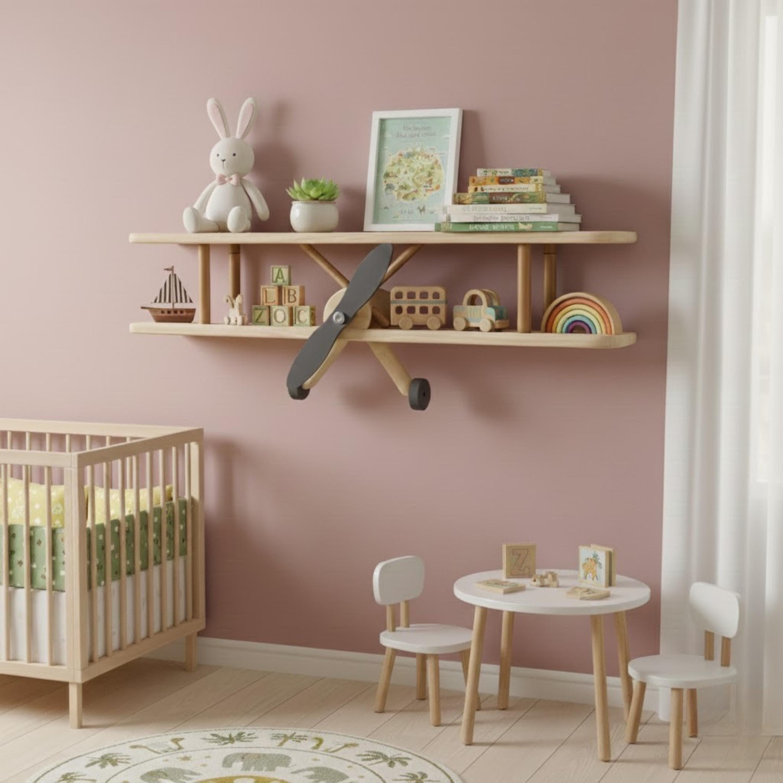 Wooden Airplane Shelf - Wooden Baby Shelf - Montessori Nursery Decor ...