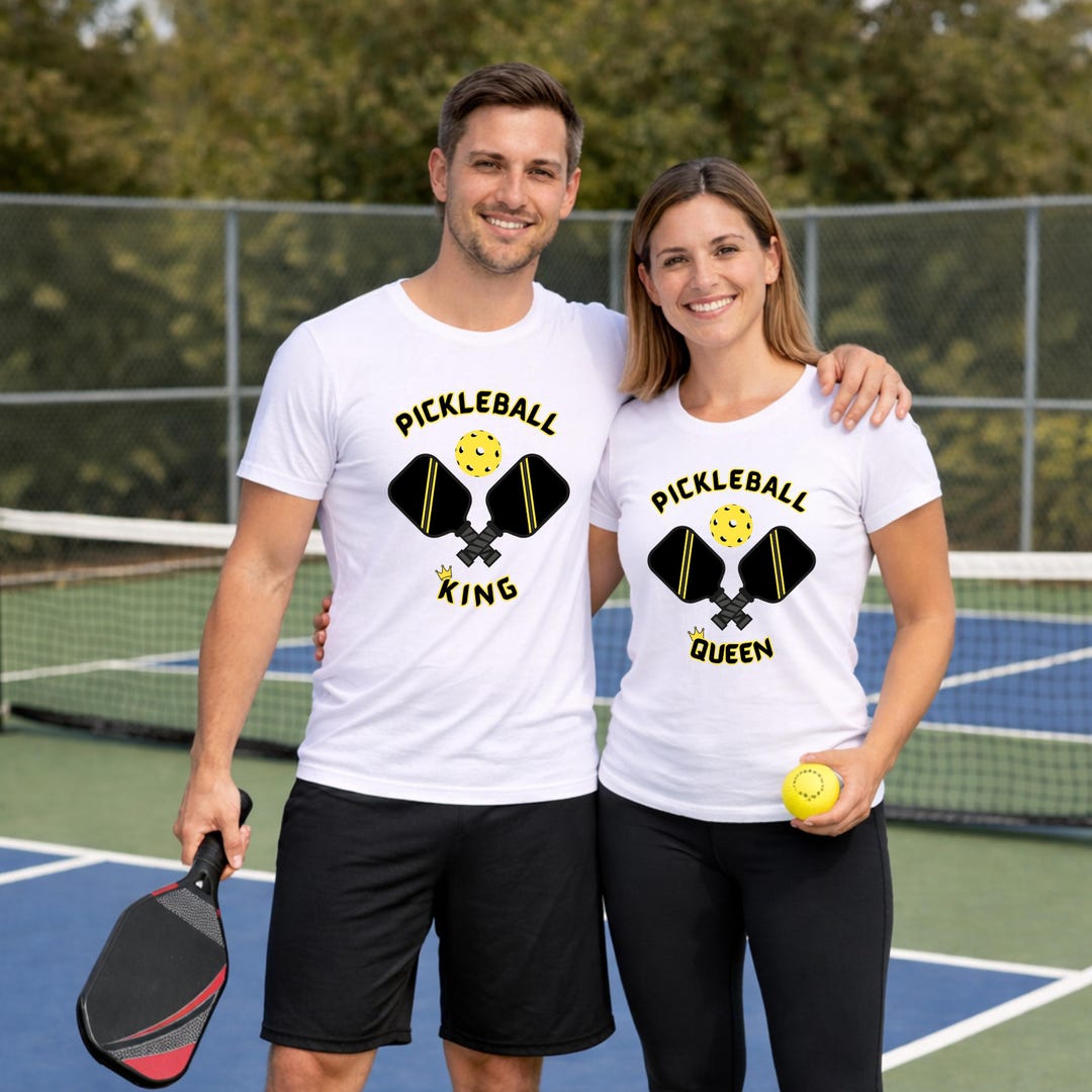 Pickleball King | Queen Shirts for Couples | Matching Pickleball T ...