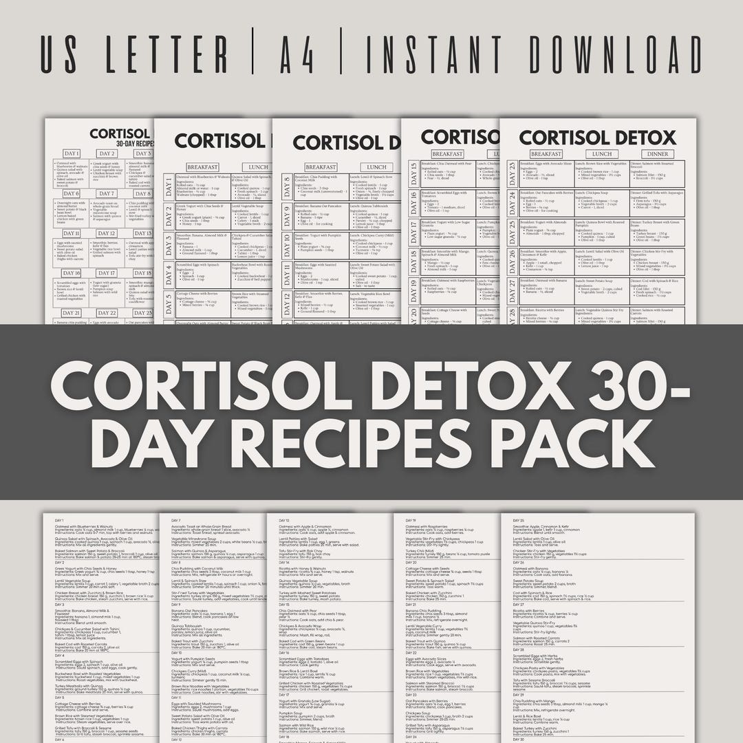 Cortisol Detox 30 Day Meal Plan, Adrenal Fatigue Diet, Stress Relief ...