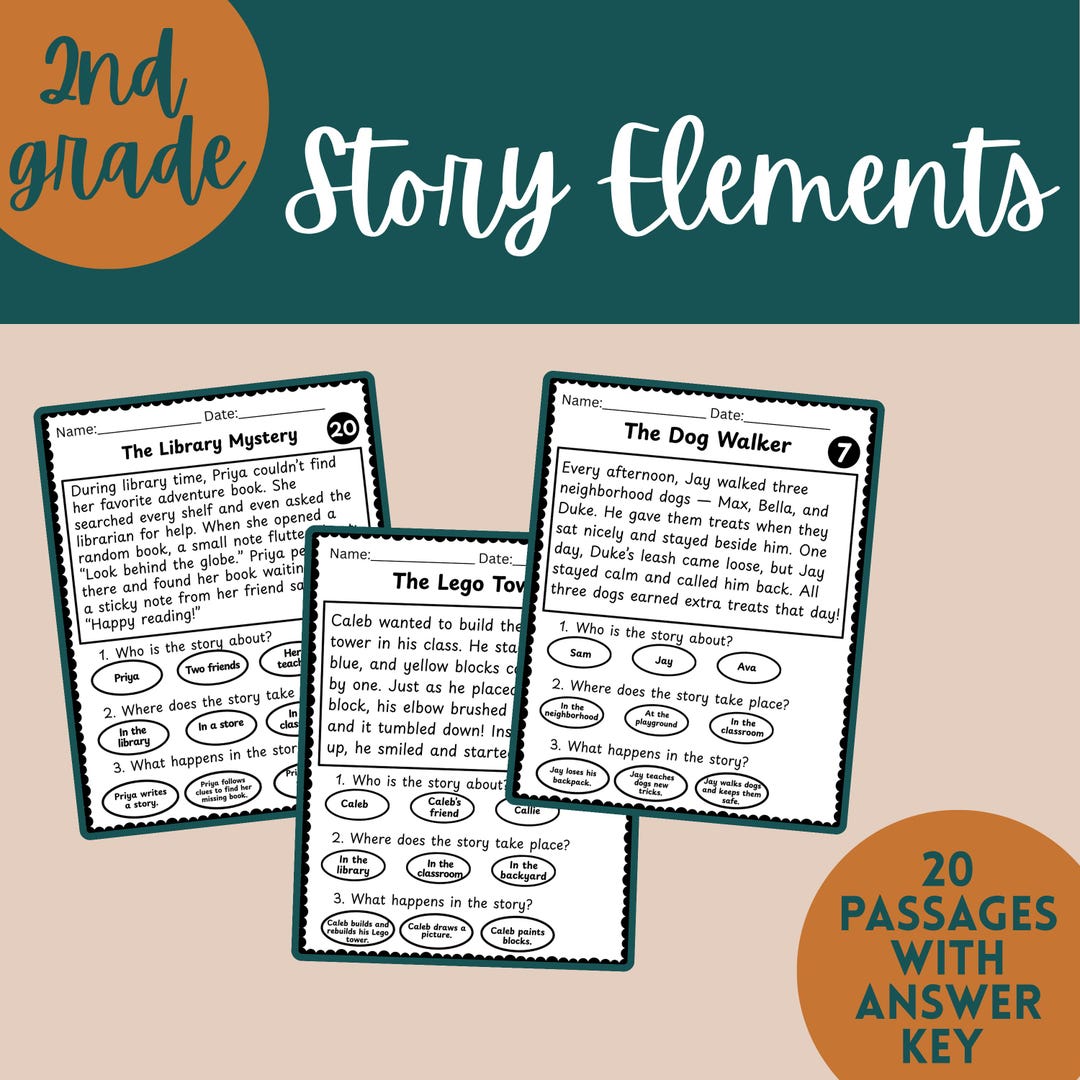 2nd Grade Story Elements Reading Passages | RL.2.1 | Characters ...