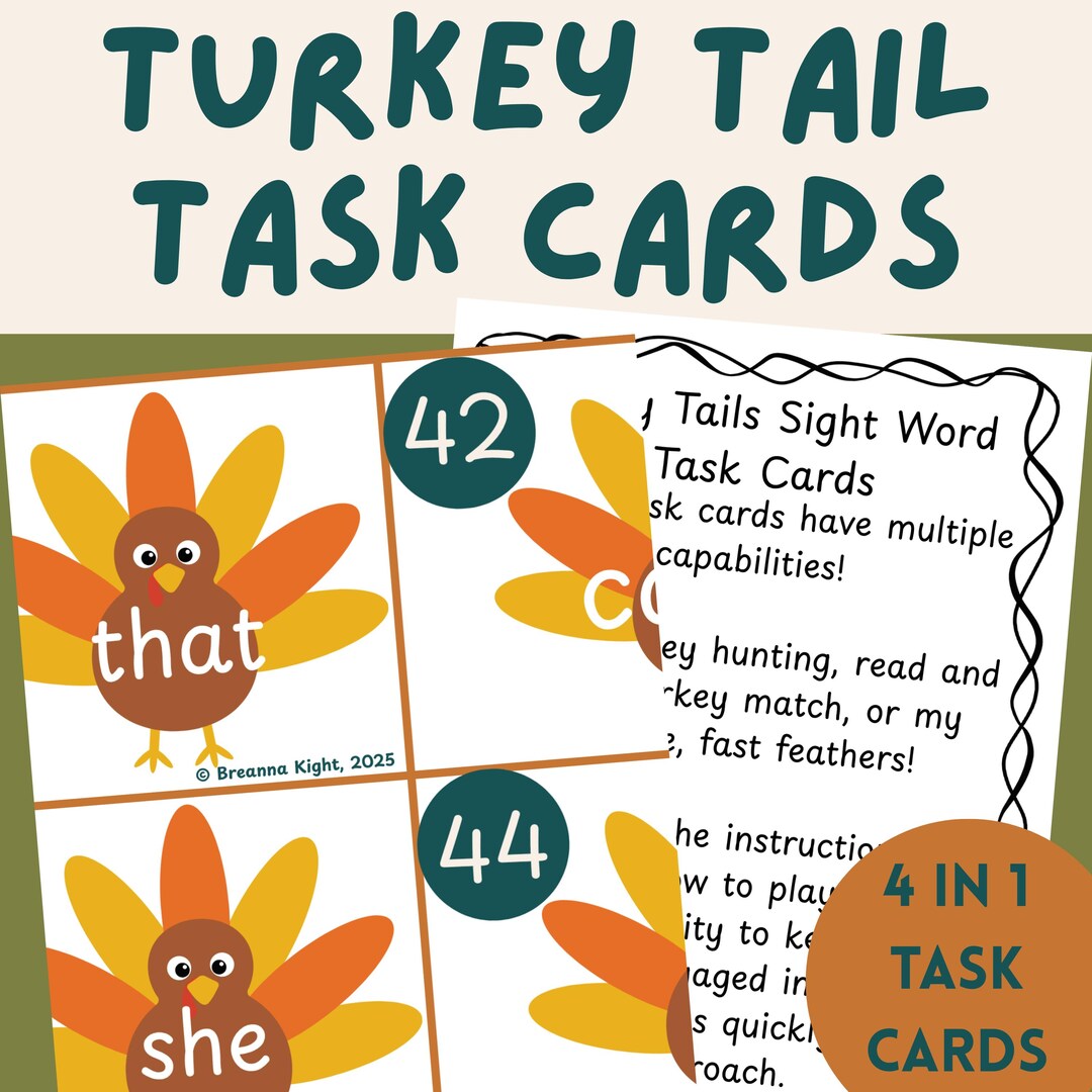 Thanksgiving Task Cards- Sight Word Reading - 1st or 2nd Grade- Reading ...