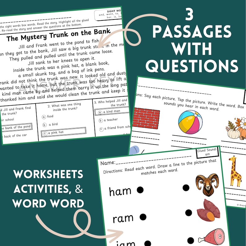 Glued Sounds Phonics Activities (all, Am, An) 1st Grade Literacy Center ...