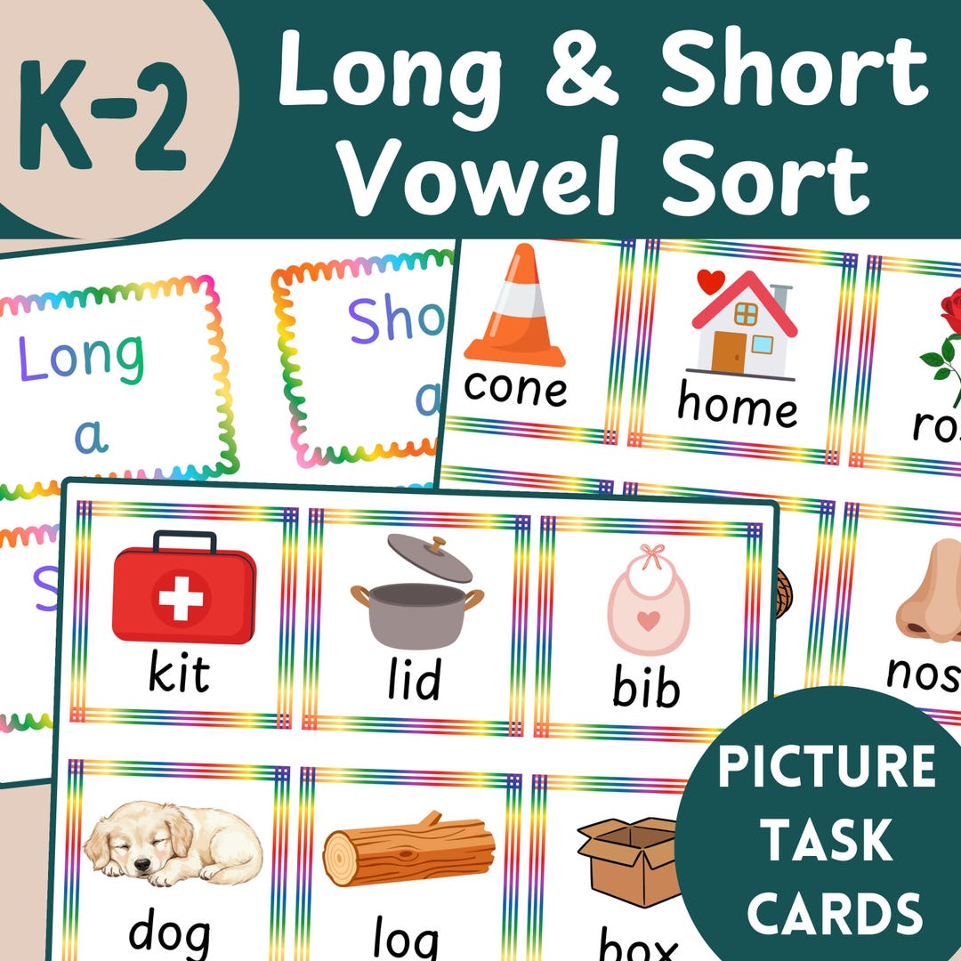 Short Long Vowel Picture Sort | Phonics Center Activity K-2 Literacy - Etsy